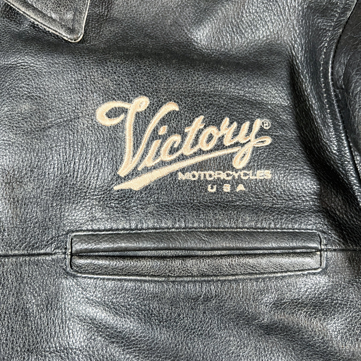 Vintage 90's Victory Motorcycle Polaris Leather Cafe Racer Jacket ...