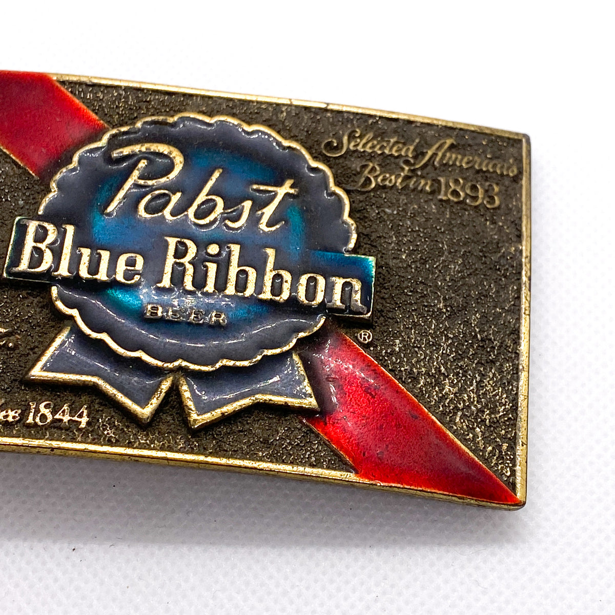 Vintage 1979 Pabst Blue Ribbon Beer Enamel & Brass Belt Buckle ...
