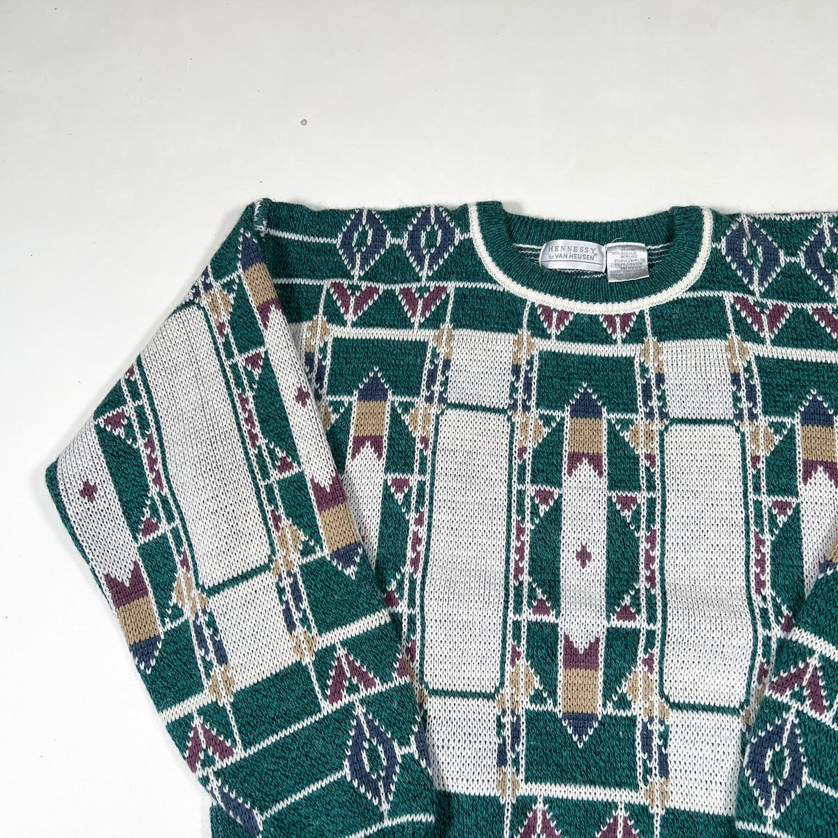 Vintage 90’s Hennessy by Van Heusen Geometric Knit Sweater ...