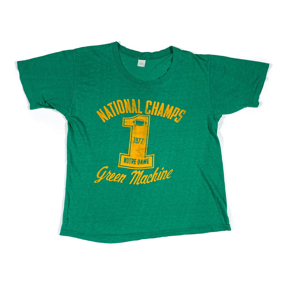 Vintage 1977 Notre Dame Green Machine Football T-Shirt – CobbleStore ...