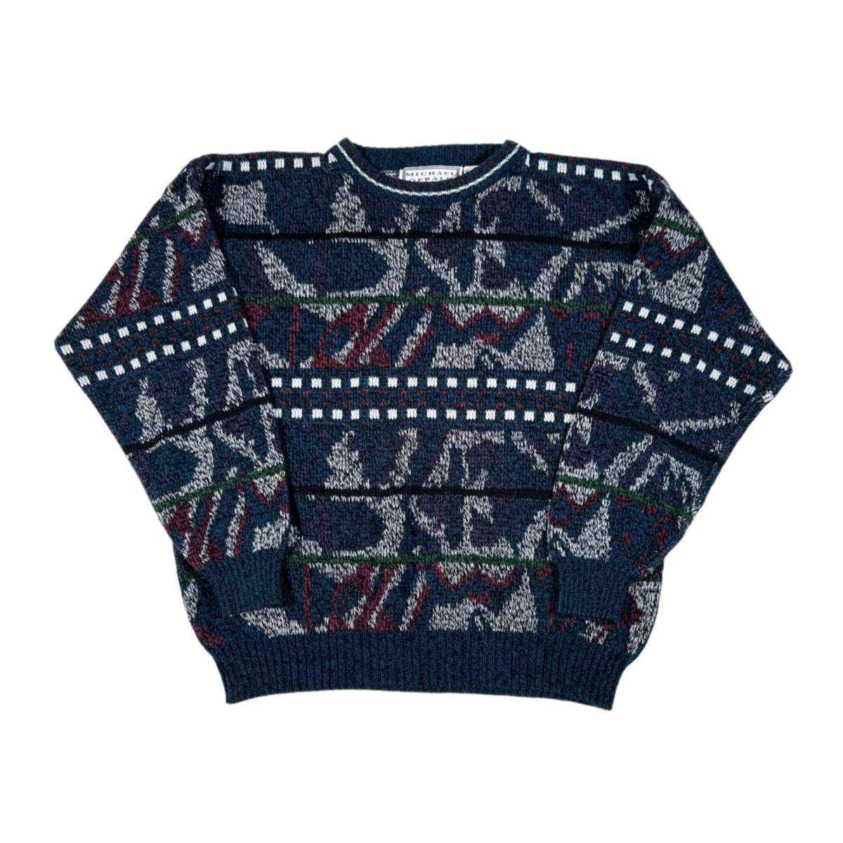 Vintage 80's Michael Gerald Abstract Pattern Crewneck Sweater ...