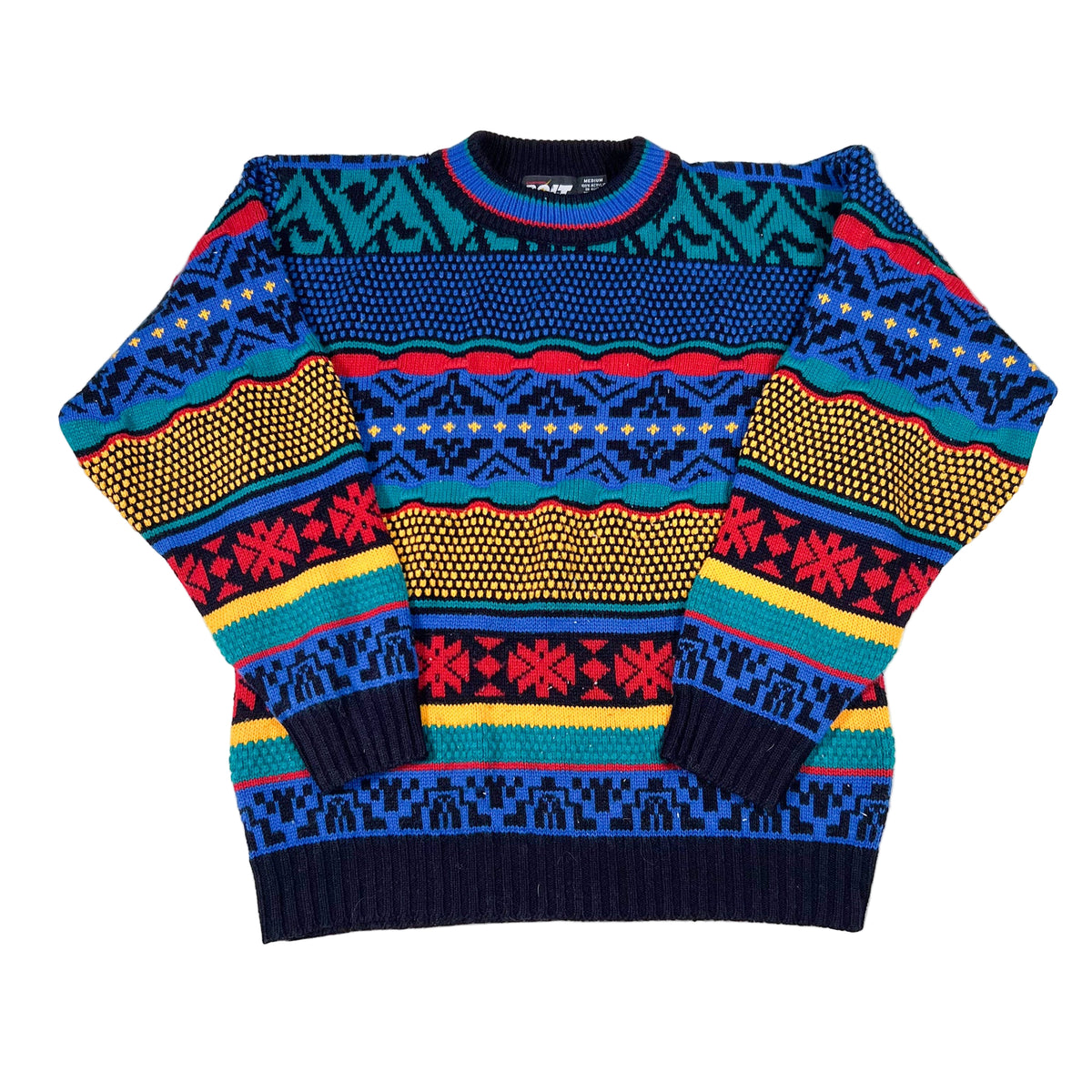 Vintage 90’s Lightning Bolt Multicolor Geometric Knit Sweater ...