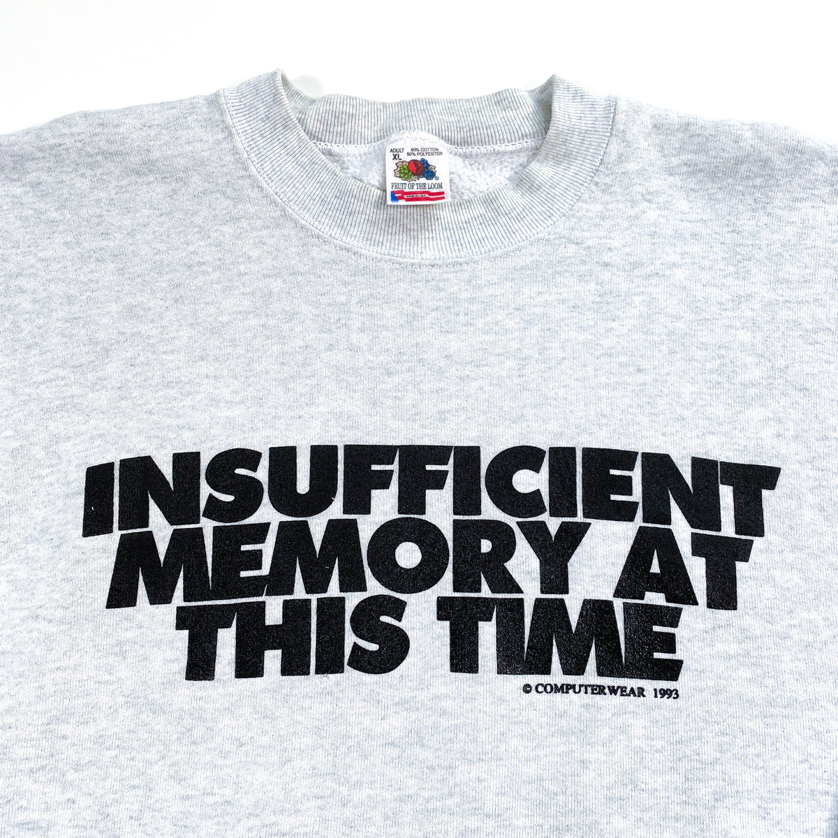 Vintage 1993 Insufficient Memory Computerwear Crewneck Sweatshirt ...