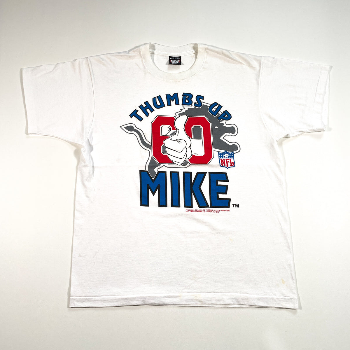 Vintage 90's Thumbs Up Mike Utley Foundation Detroit Lions NFL T-Shirt ...