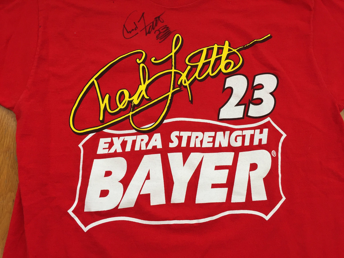 Vintage 90's Chad Little Extra Strength Bayer Nascar Autographed T-Shi ...